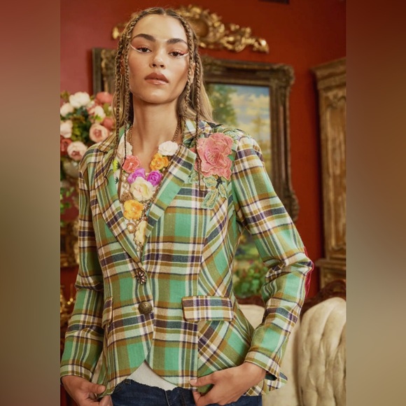 Aratta | Jackets & Coats | Aratta Mcqueen Blazer Green Plaid With ...